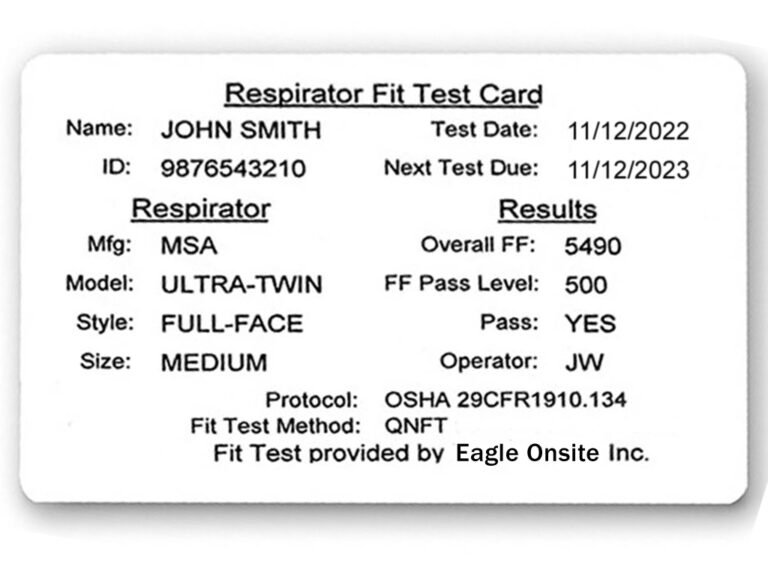 Respirator Fit Test Card | Online Respirator Medical Evaluation